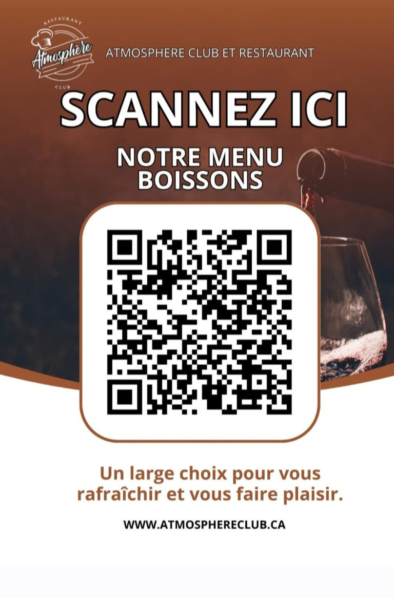 Le menu – Atmosphere Club